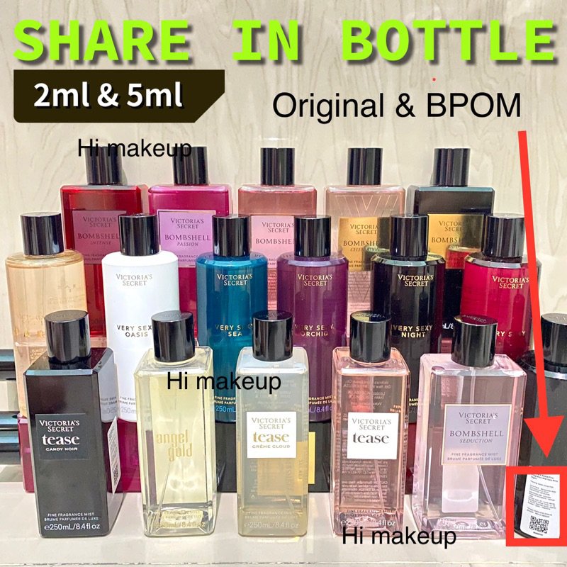 Jual Victoria Secret share in bottle high end series 2ml/ 5ml/ 10ml bombshell/ tease/ angel gold ...