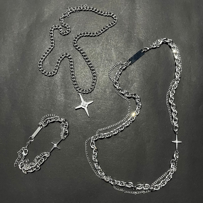 Jual KALUNG STAR CROSS DOUBLE LAYER CHAIN NECKLACE BRACELET / GELANG ...