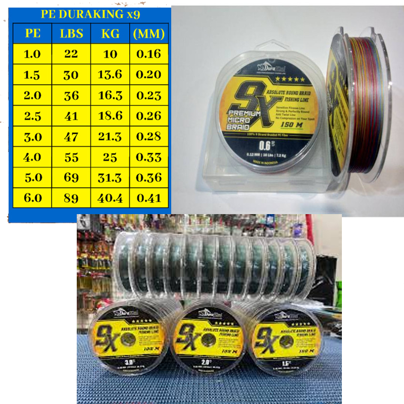 Jual Senar Pancing Pe Duraking X9 Multicolour Kuat Pe Casting Kesting ...