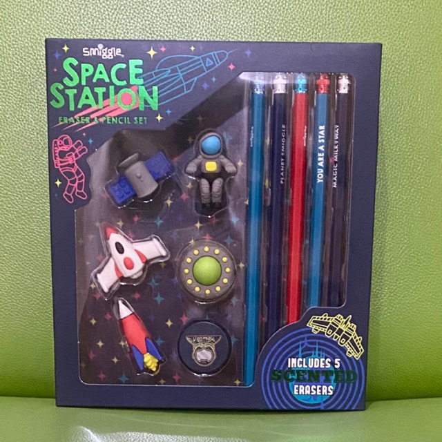 Jual Smiggle Space Station Pencil and Eraser Set | Shopee Indonesia