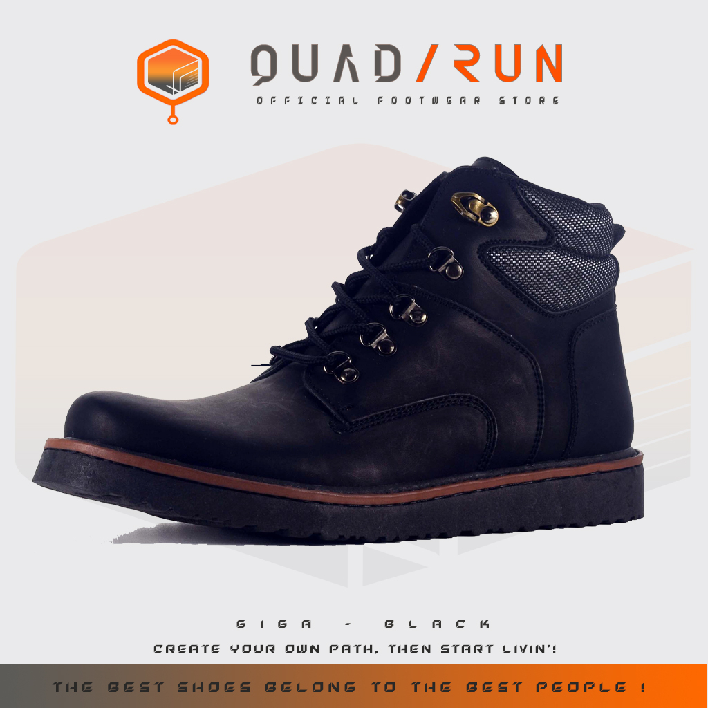 Jual Sepatu Boot {Pria Terbaru QuadRun Footwear - GIGA Black [ Boots ...