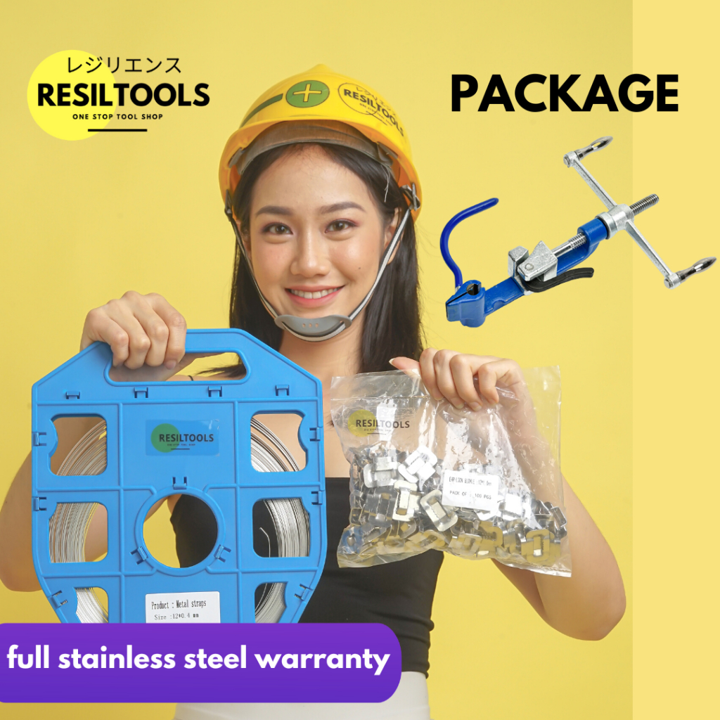 Jual PAKET Plat Strapping Stainless 6.4 mm Alat Clamp Pengikat Tiang ...