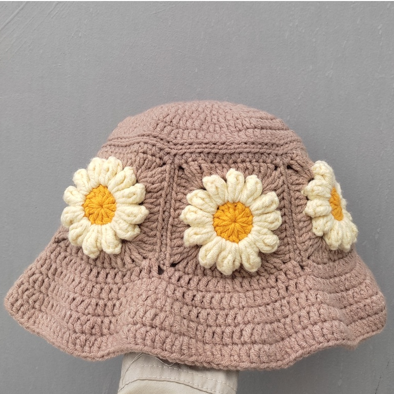Jual Bucket Hat Daisy / Topi Rajut (Bisa custom warna no 1-91) | Shopee ...