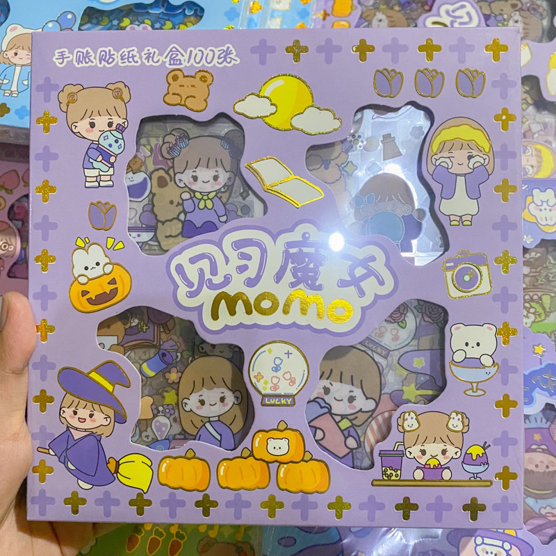 Jual Sticker box Momo lucu viral isi 100 lembar | Stiker imut ...