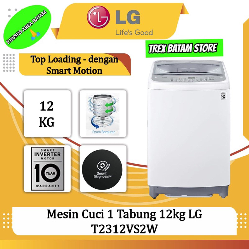 Jual LG T2312VS2W 12KG MESIN CUCI TOP LOADING INVERTER (BATAM) | Shopee ...