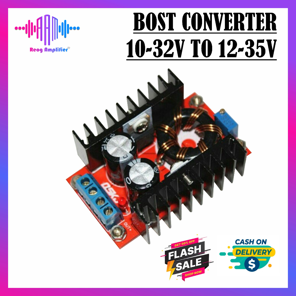 Jual 150W DC STEP UP BOOST CONVERTER 6A 10-32V TO 12-35V MODULE ...