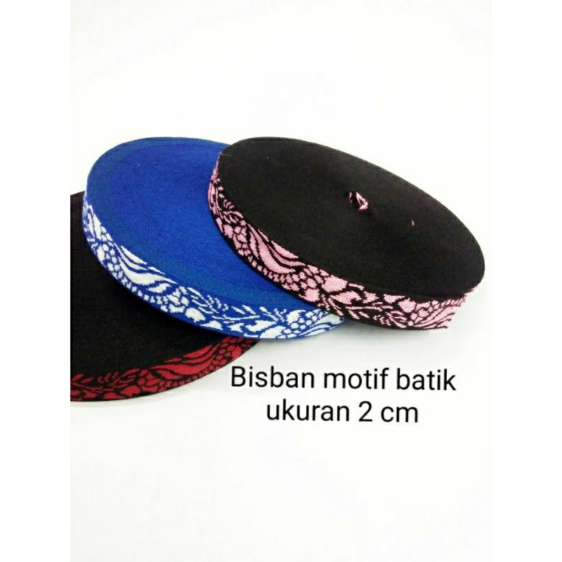 Jual bisban tali webbing motif batik daun keren ukuran 2 cm 1 roll ...