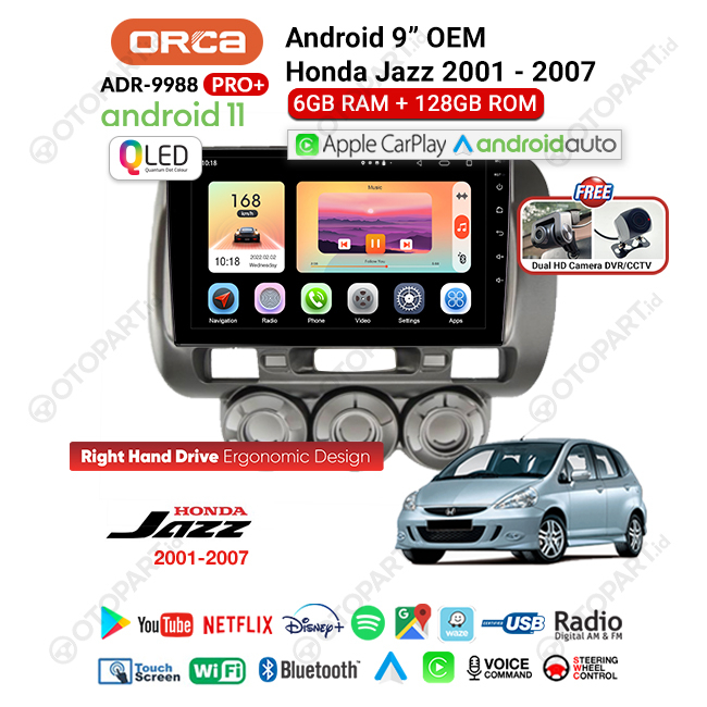 Jual Head Unit Android Auto CarPlay 9″ inch PRO+ GE 2 DVR Honda City ...