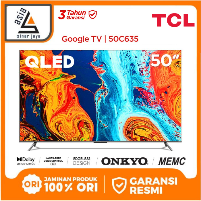 Jual TCL 50 inch QLED Google TV 4K UHD 50C635 HDR 10+ Dolby Atmos ...