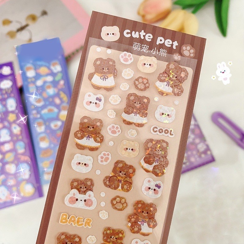 Jual Glitter Laser Bling Sticker Bear Planet 047 Cute Stiker Lucu Anak ...