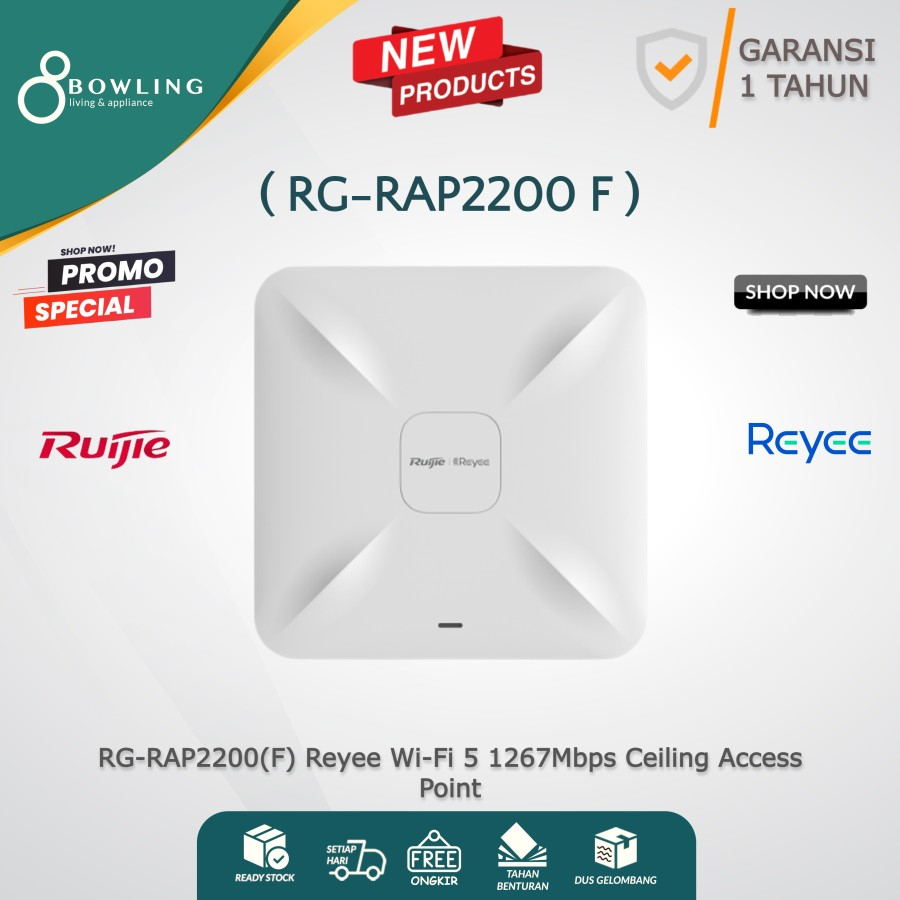 Jual RUIJIE REYEE RG-RAP2200F AC1300 Dual Band Ceiling Access Point ...