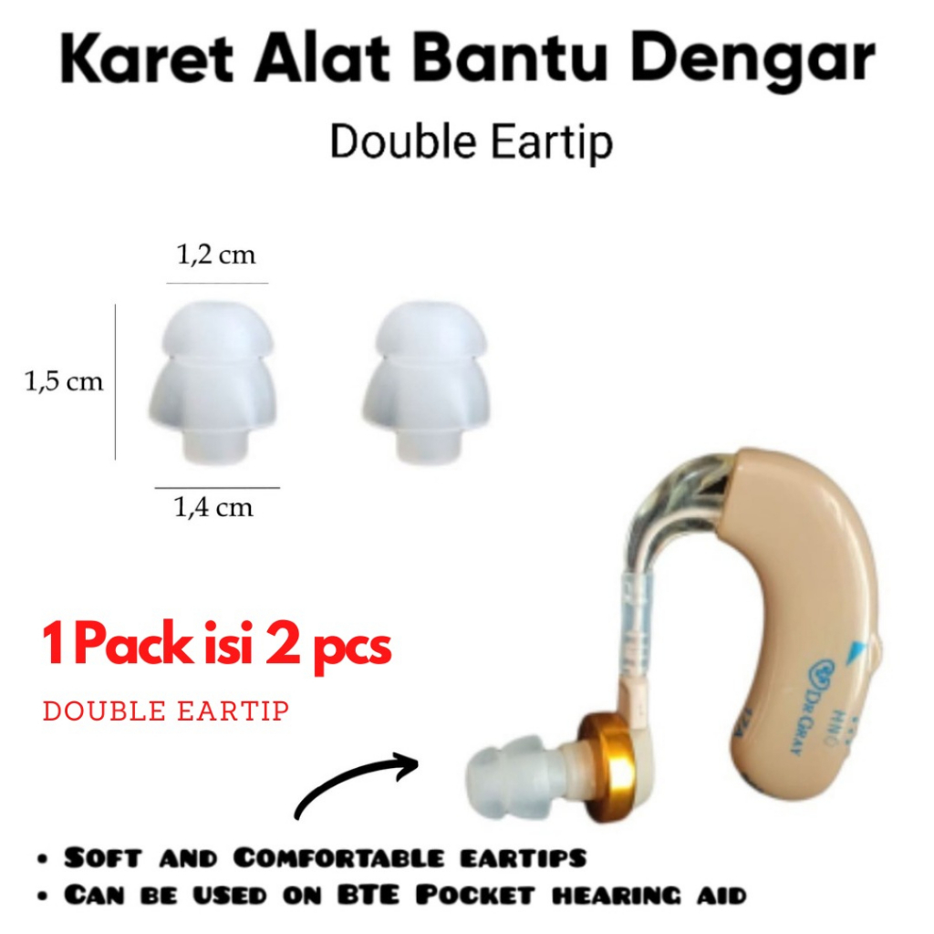 Jual 3 pcs Karet hearing aid Karet ABD / 2 pcs Karet Duoble Eartips alat bantu dengar earplug Dr ...
