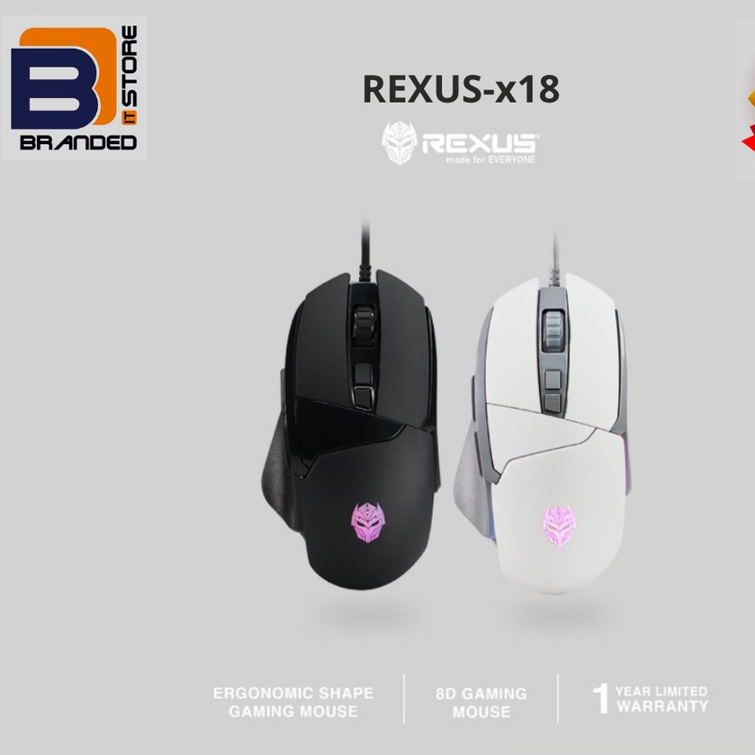 Jual Rexus X18 / X-18 Rifle Ergonomic Gaming Wired Mouse RGB - Hitam ...