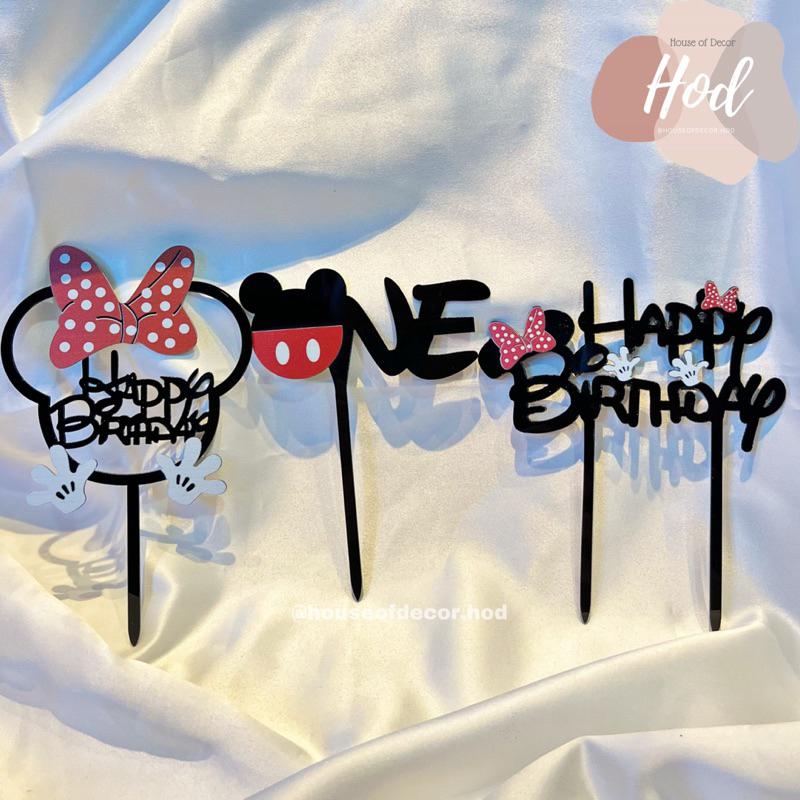 Jual Topper HBD Mickey Minnie Hiasan Kue Desain Miki Mini mouse Bahan ...