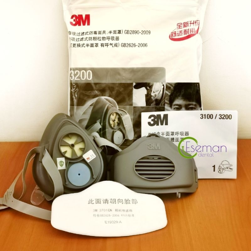 Jual 3M 3200 HF-52 Half Face Mask Respirator Reusable Masker Karet Elastomer Silikon N95 KN95 3M ...