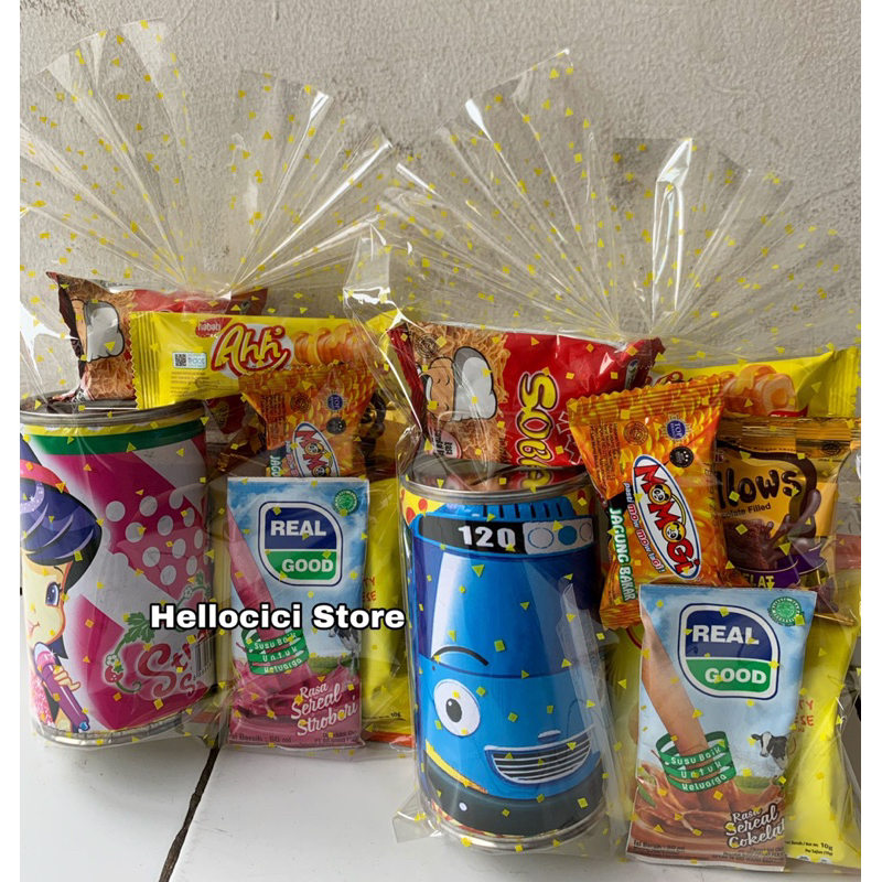 Jual PARCEL KEMASAN BINGKISAN SNACK + CELENGAN KALENG ULANG TAHUN ANAK ...