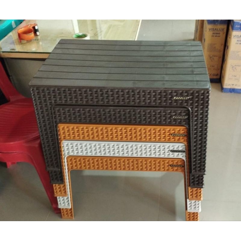 Jual MEJA TERAS / MEJA TAMU / MEJA PLASTIK NAPOLLY MOTIF ROTAN UKURAN ...