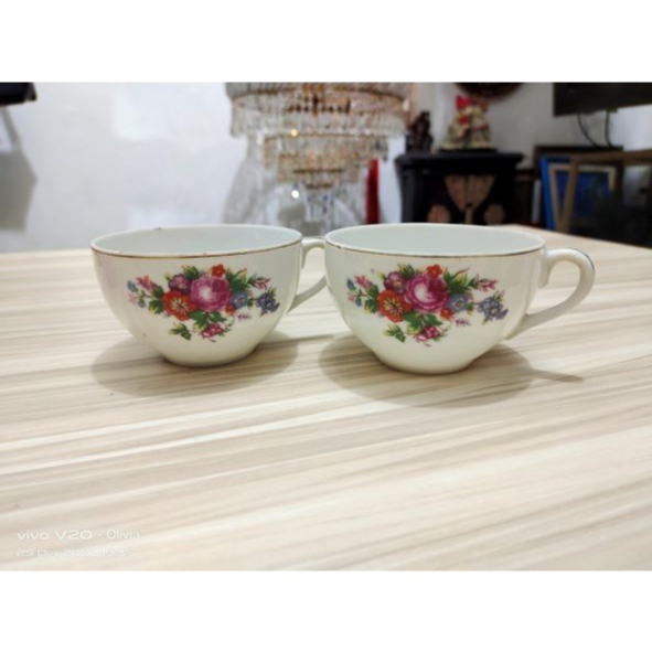 Jual Cangkir Keramik Bunga Bunga Kuno Jadul Antik | Shopee Indonesia
