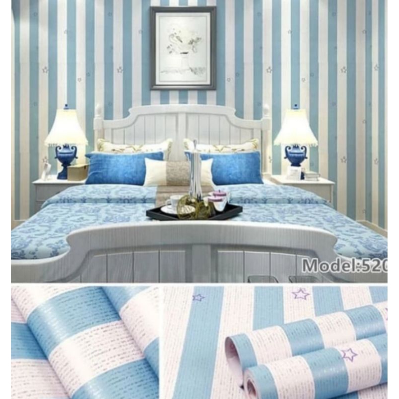 Jual wallpaper sticker dinding motif salur bintang biru | Shopee Indonesia