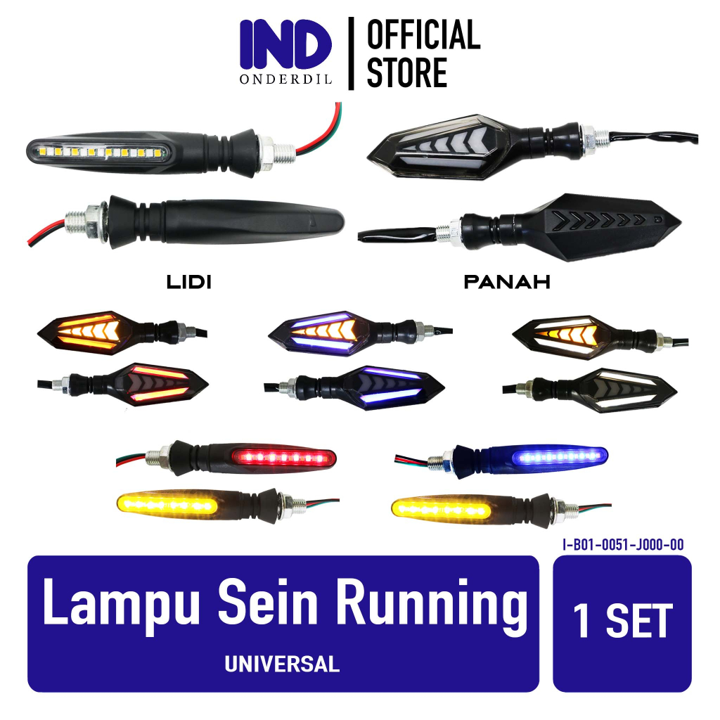Jual IND Onderdil Lampu Sein LED Running Panah-Lidi 2 Sisi Warna Merah Biru Putih Kuning ...
