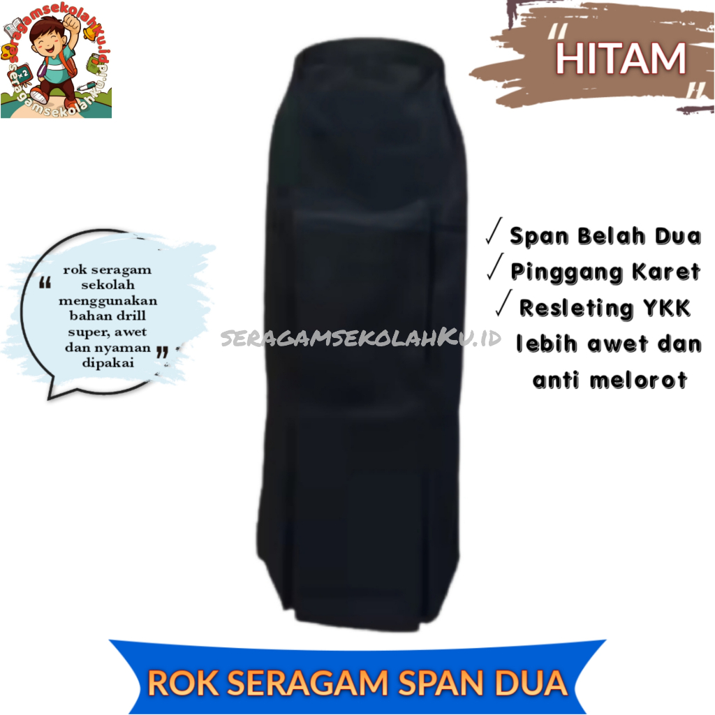 Jual Seragam Sekolah Rok Panjang Span Belah/Floy Dua Wiru Lipit Rok ...