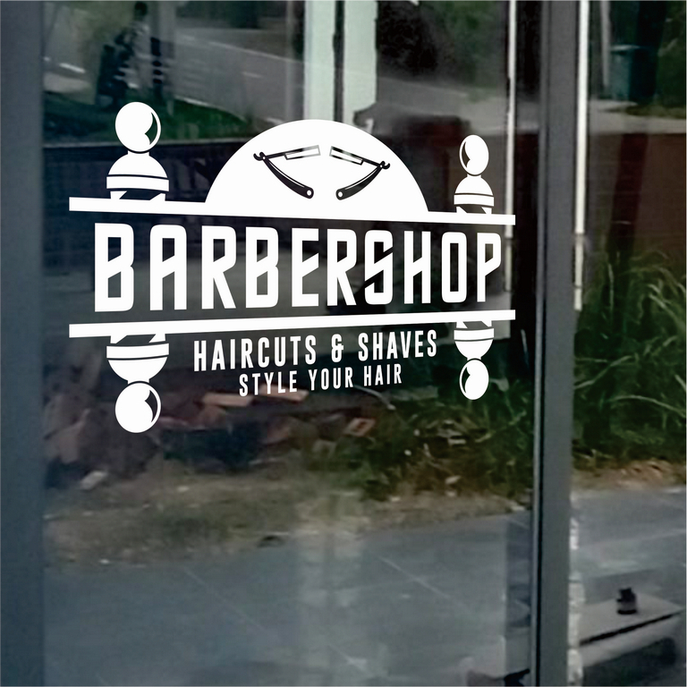 Jual Wall Stiker Sticker Dinding Kaca Barber Shop Custom Barbershop ...