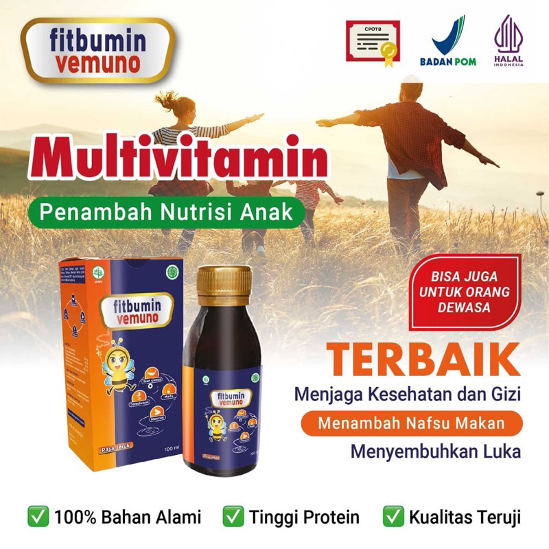 Jual Fitbumin Vemuno Penambah Nutrisi Anak Madu Ikan Gabus | Shopee ...