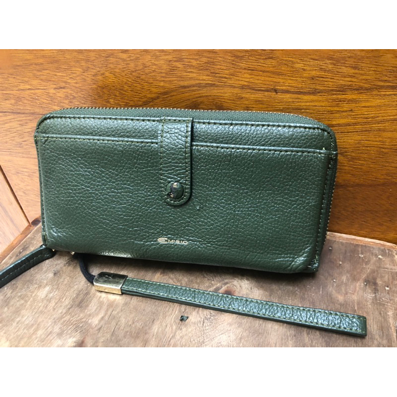 Jual dompet kulit Elizabeth emsio Original hijau botol | Shopee Indonesia