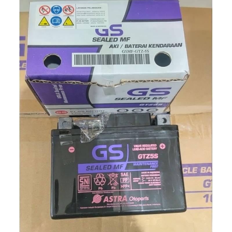 Jual Aki GS GTZ5S MF Motor Beat -Vario 110 -Revo- Fino Mio soul GT /Aki Kering | Shopee Indonesia