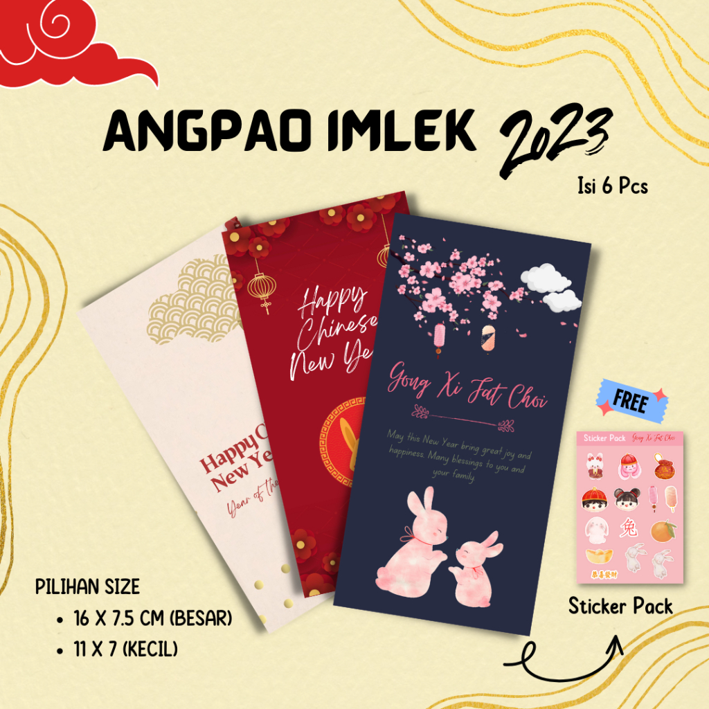 Jual ANGPAO Amplop Kelinci Tahun 2023 IMLEK Chinese New Year isi 6pcs ...