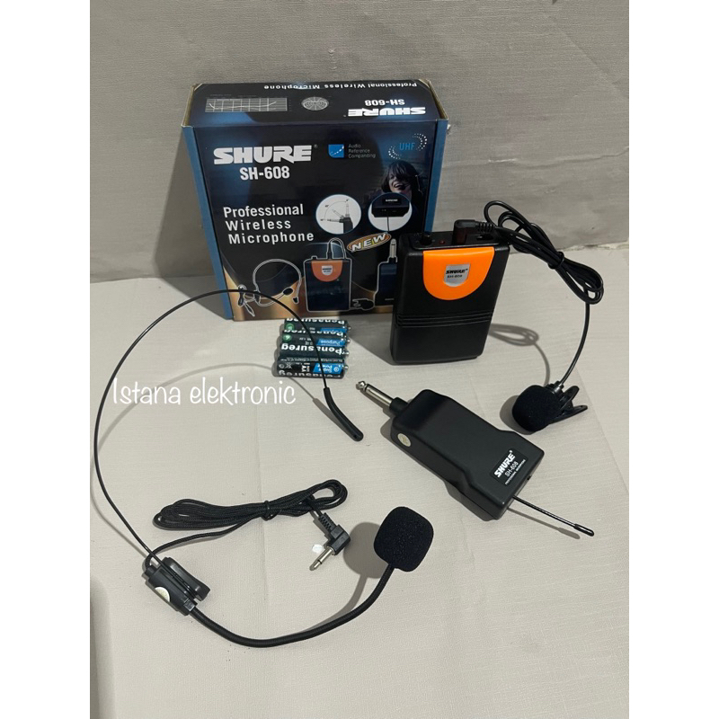 Jual Mic wireless bando + jepit baju SH-608 Mic imam Mic bando clip on ...