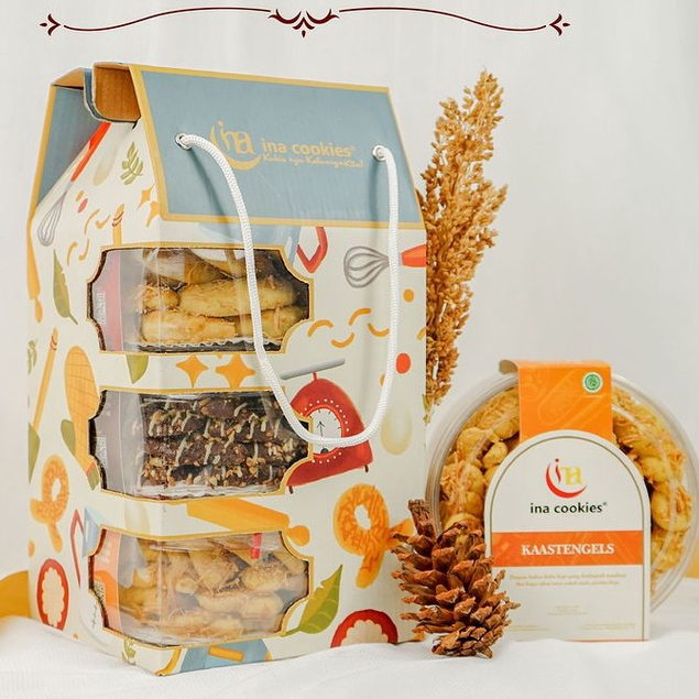 Jual KUE KERING INA COOKIES KEMASAN HAMPER GABLE BOX REGULER | Shopee ...