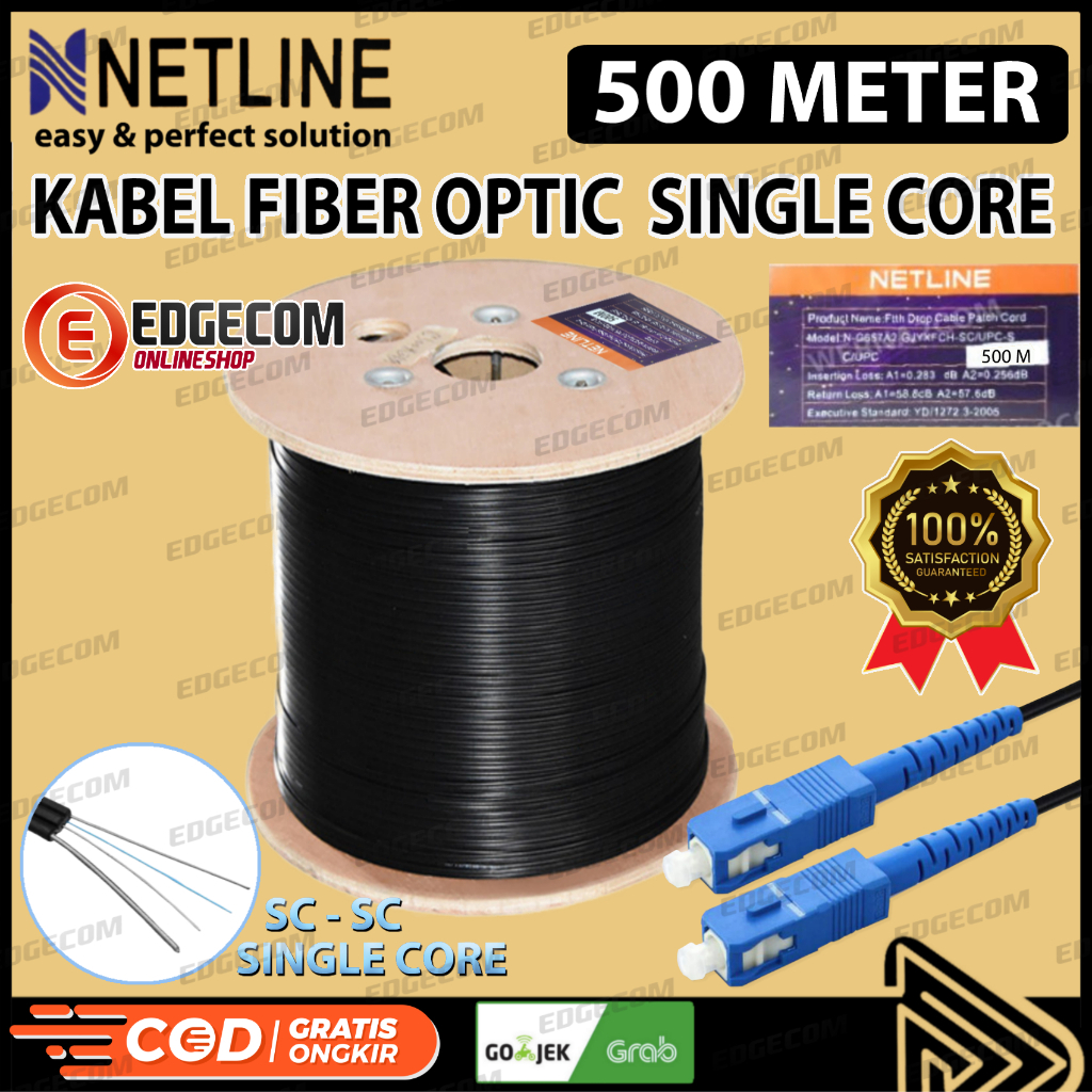 Jual Kabel FO Fiber Optic SC-SC UPC Single Core FTTH Outdoor 500 Meter ...