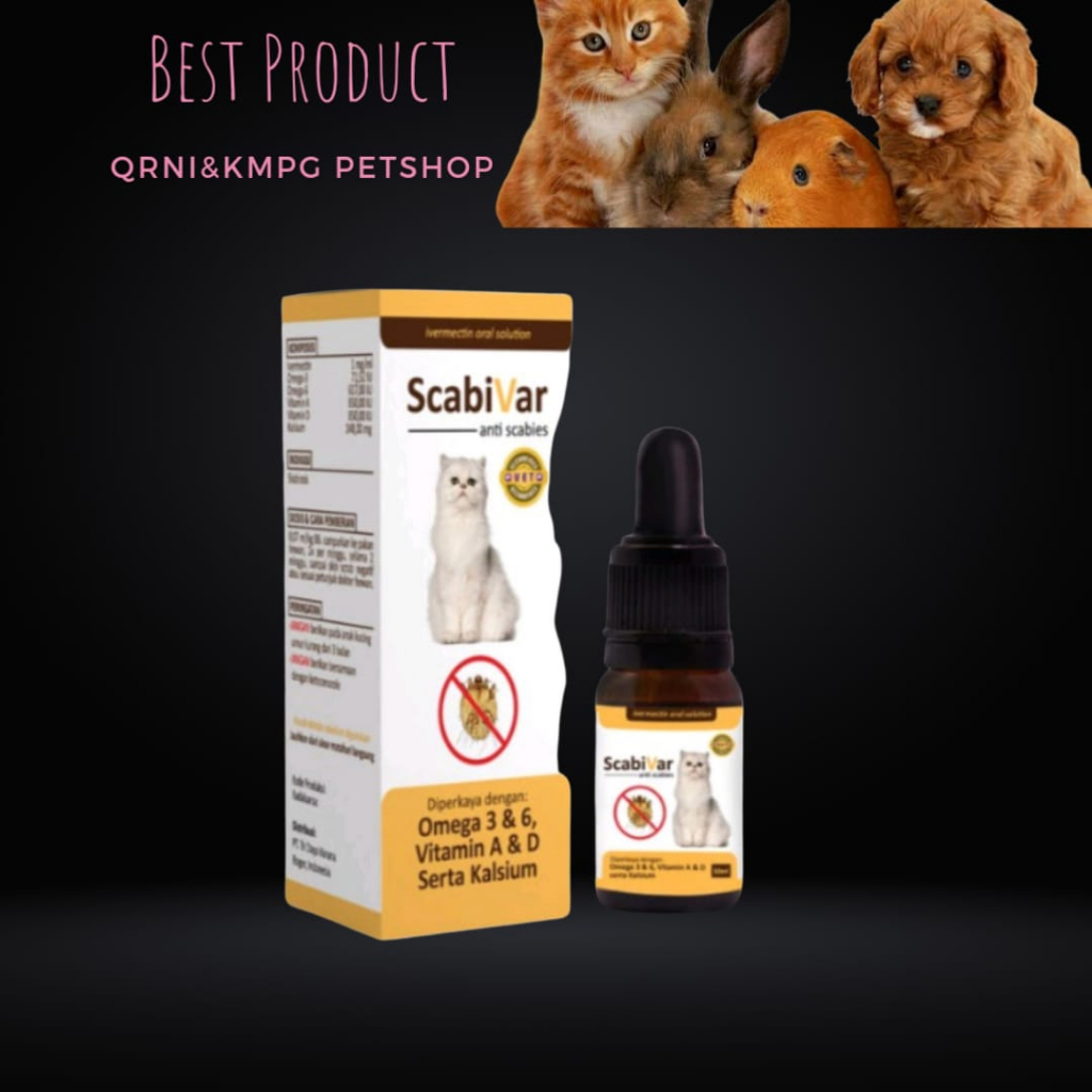 Jual SCABIVAR 10 mL / Obat Scabies Hewan Kucing Oral Penyakit Kulit ...