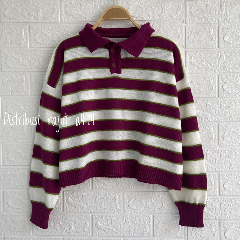 Jual ASTA 27 SWEATER RAJUT POLO KANCING MOTIF BLASTER ATASAN LENGAN ...