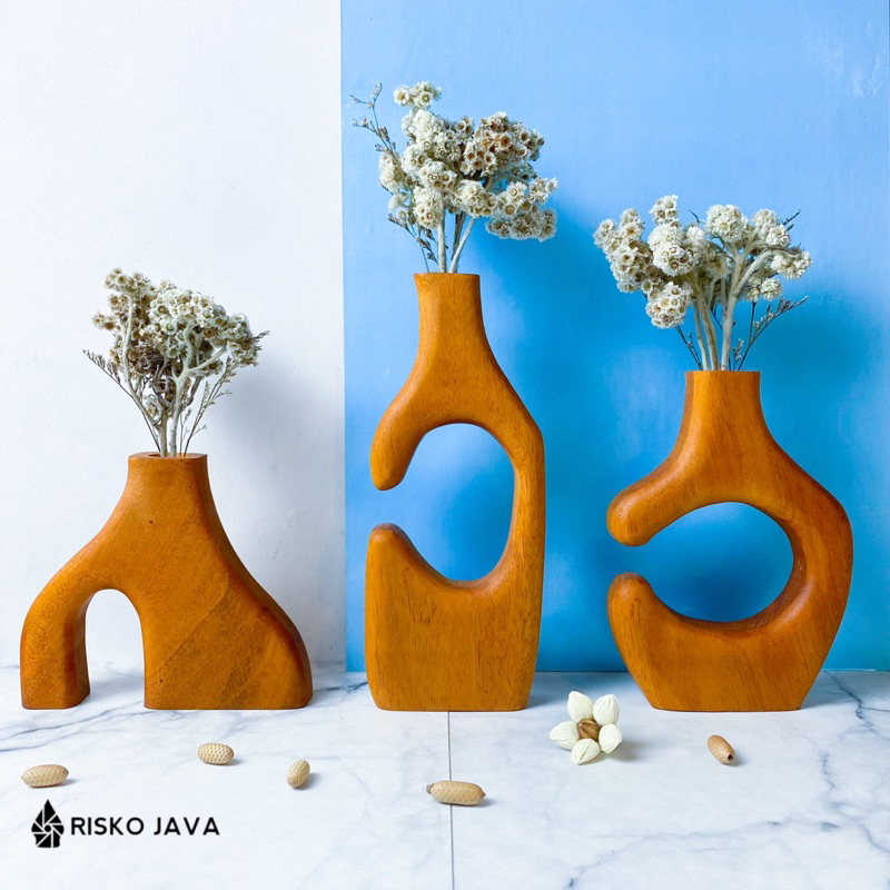 Jual RISKO JAVA - Set Vas Bunga Kering Kayu Mahoni / Hiasan Dekorasi Rumah | AURELIA | Shopee ...