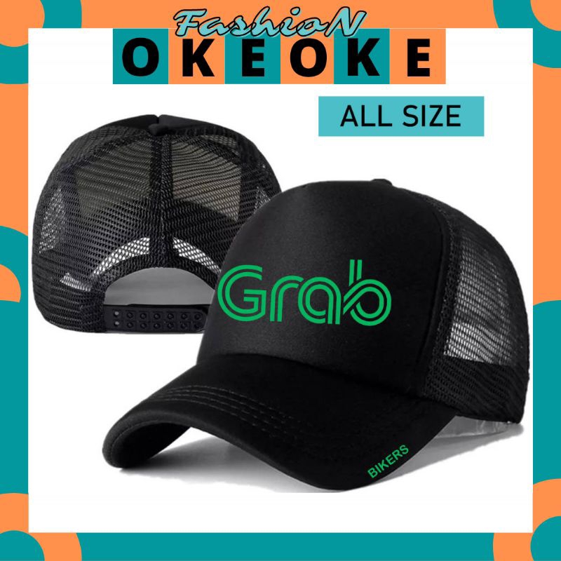 Jual OkeOkeFashion Topi Trucker GRAB - Topi Distro GRAB Logo - Topi ...