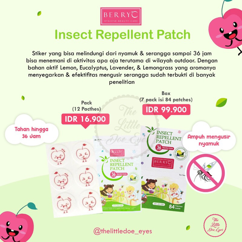 Jual BerryC Berry C Insect Repellent Patch Sticker Anti Nyamuk | Shopee ...