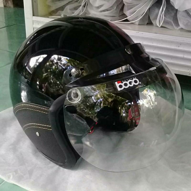 Jual Helm Semi kulit / SK M fit L ORIGINAL BOGO kaca cembung (SNI ...
