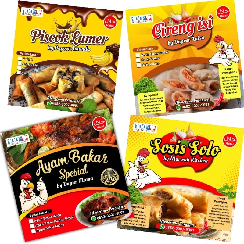 Jual ( isi 100 pcs stiker ) Stiker Frozen Food Stiker Jajanan Stiker ...