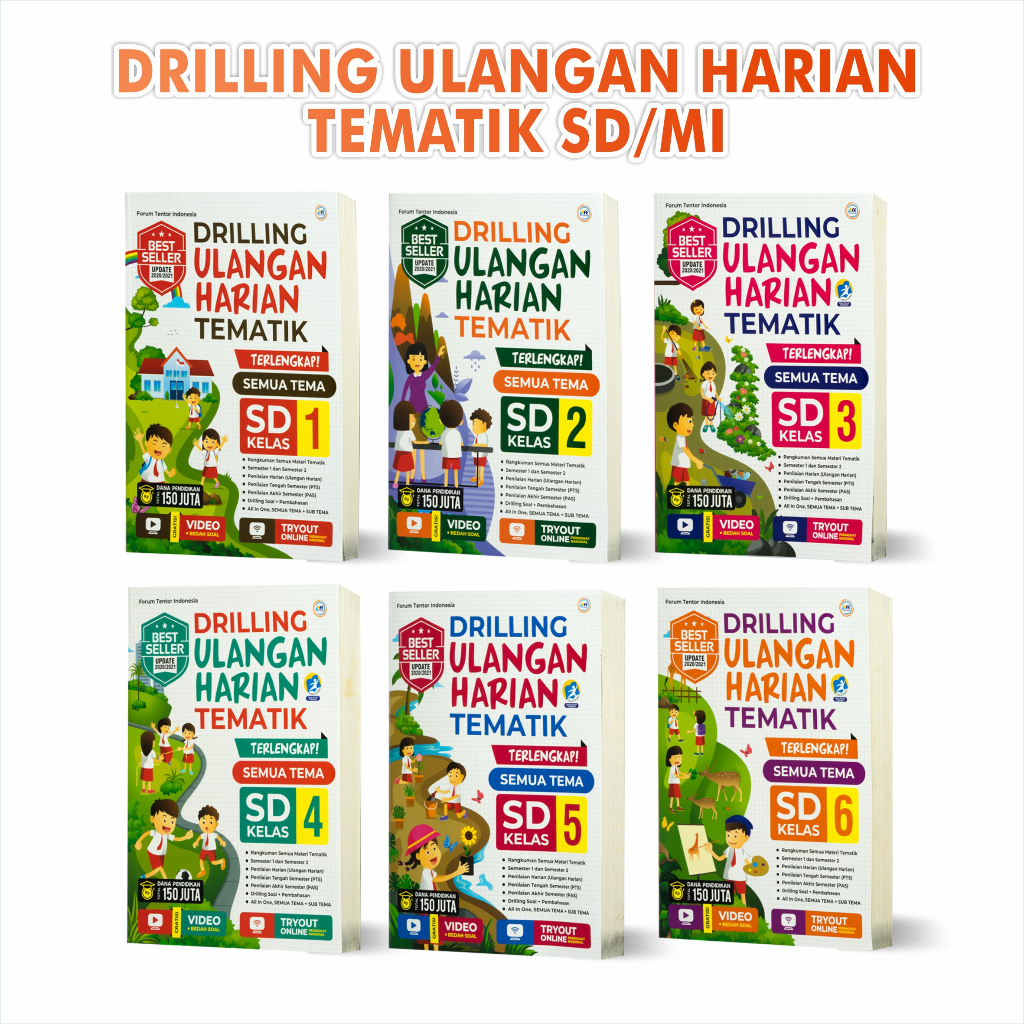 Jual Buku Sekolah SD / Drilling Ulangan Harian Tematik Terlengkap! Semua Tema SD Kelas 1 2 3 4 5 ...