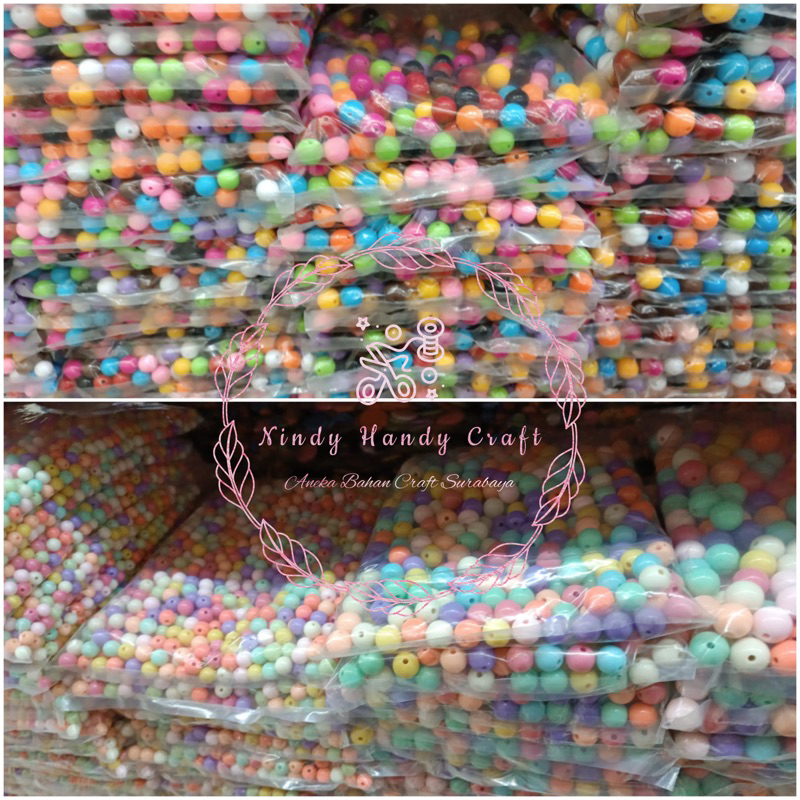 Jual 1pon Monte Bulat mix warna 4,6,8,10,12,14mm - Monte susu - Mote ...