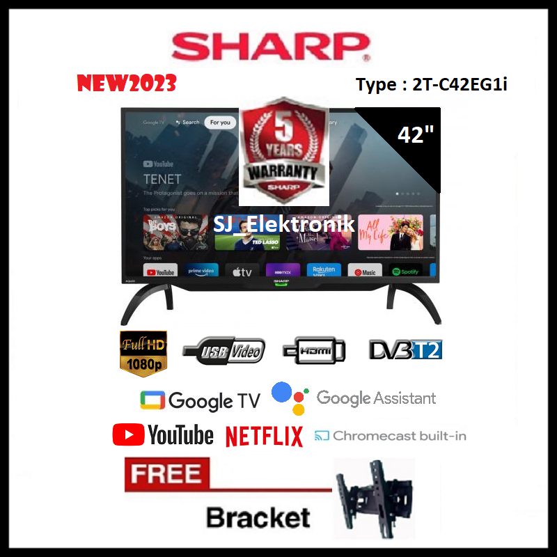 Jual (KHUSUS LUAR KOTA) Braket + LED TV Sharp 42 Inch 2T-C42EG1i / 42EG1i Full HD Google TV ...