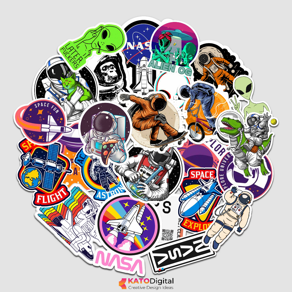 Jual Stiker Aesthetic Logo Brand Nasa Astronot Vinyl Anti Air Sticker ...