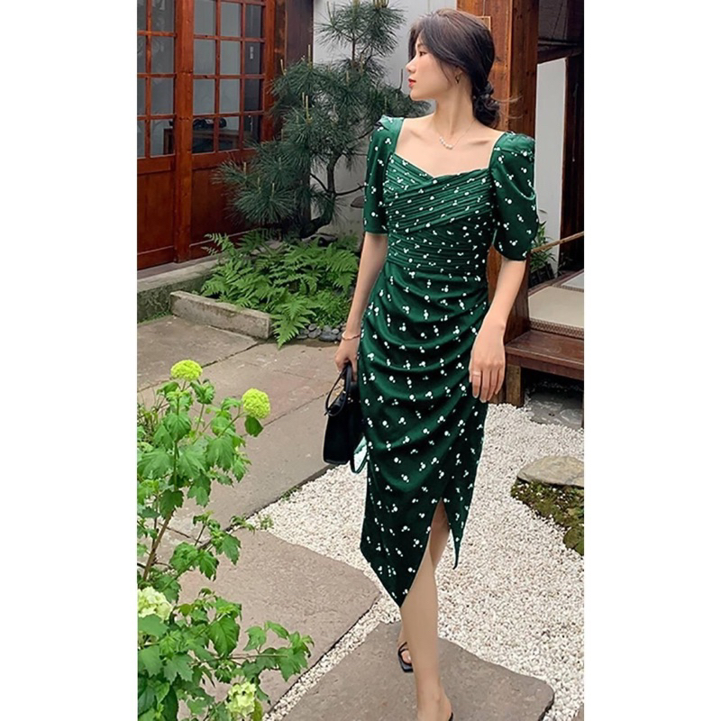 Jual Pluto Dress Korean Floral Vintage Sexy Summer Bodycon Sabrina ...