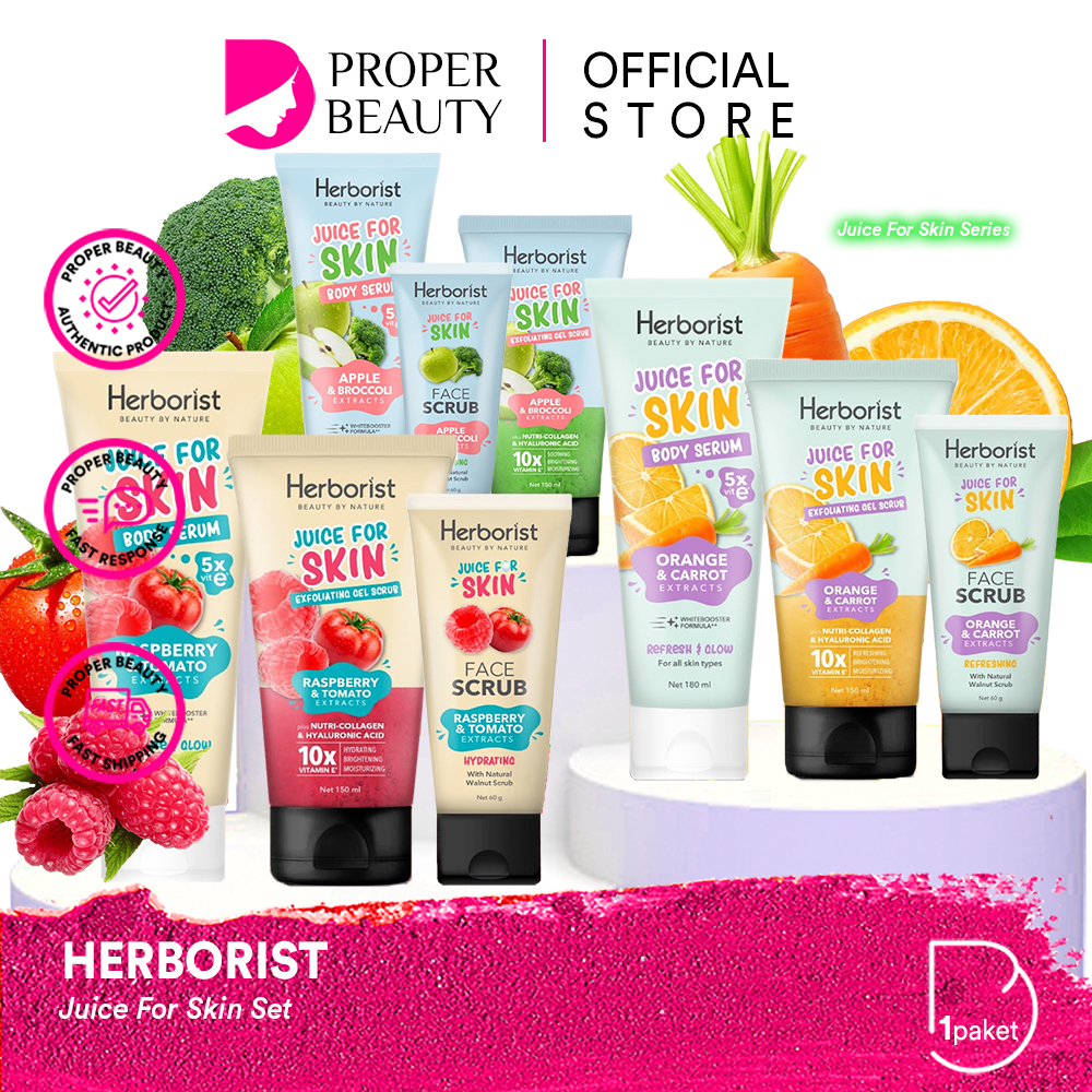 Jual HERBORIST Juice For Skin Set Indonesia / Face Scrub Body Serum ...