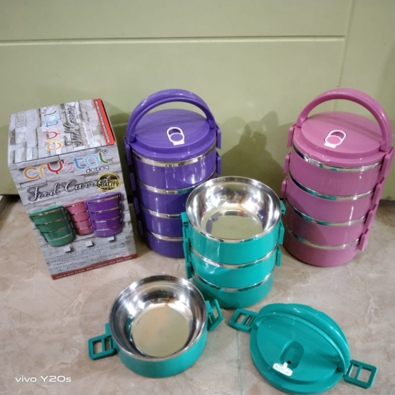 Jual Lunch Box/ Rantang 4 Susun Crystal Warna Polos | Shopee Indonesia