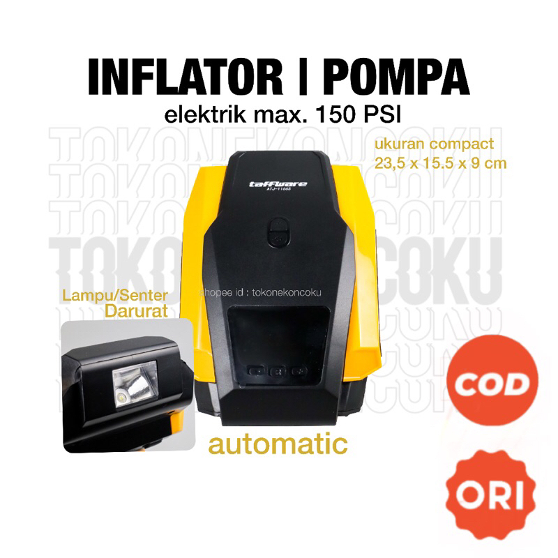Jual Taffware Inflator Pompa Kompa Ban Mobil Elektrik Serba Guna 150PSI ...