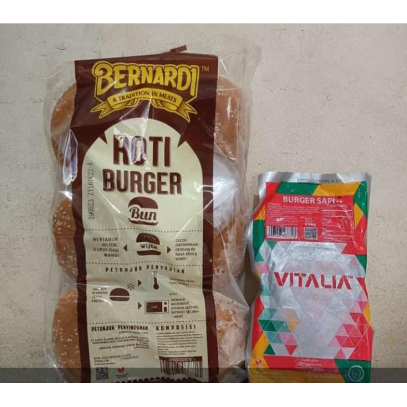 Jual PAKET BURGER ( ROTI BERNARDI + VITALIA SMOKE BEEF) | Shopee Indonesia
