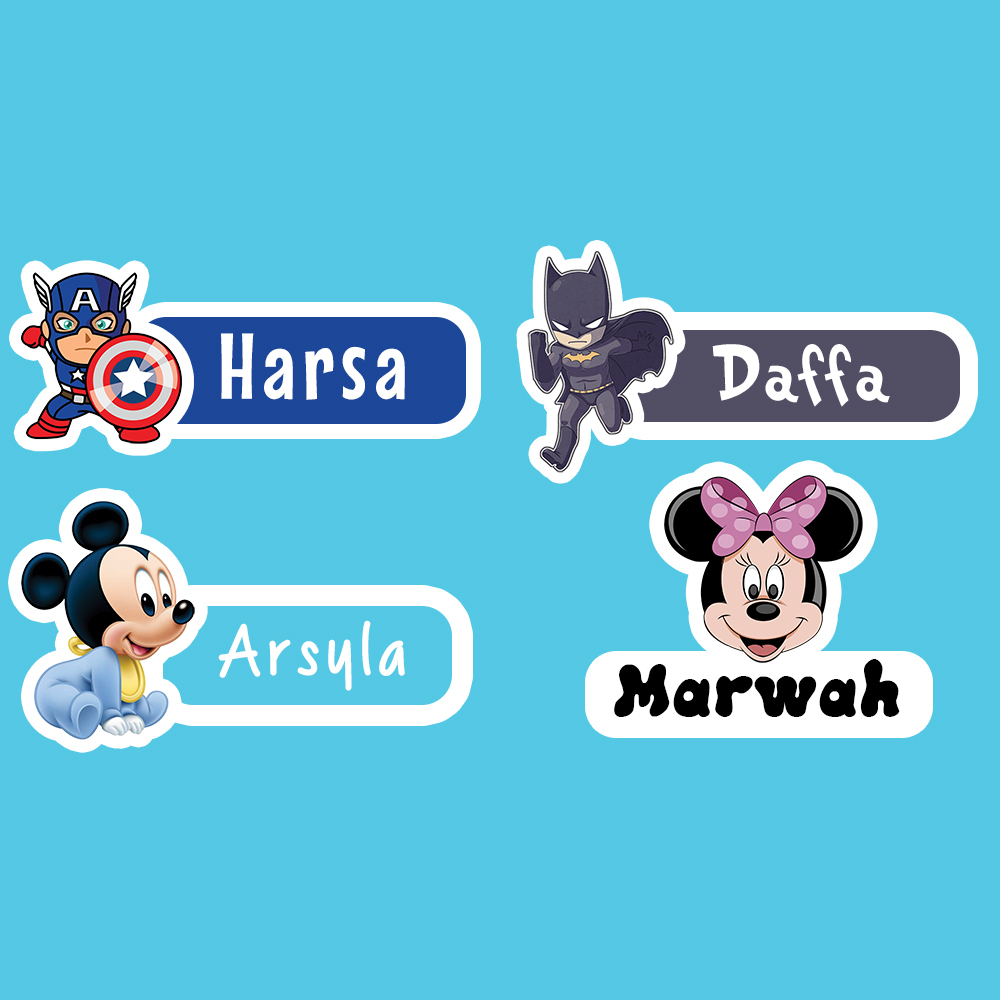 Jual Stiker sticker label nama anak lucu murah waterproof custom ...